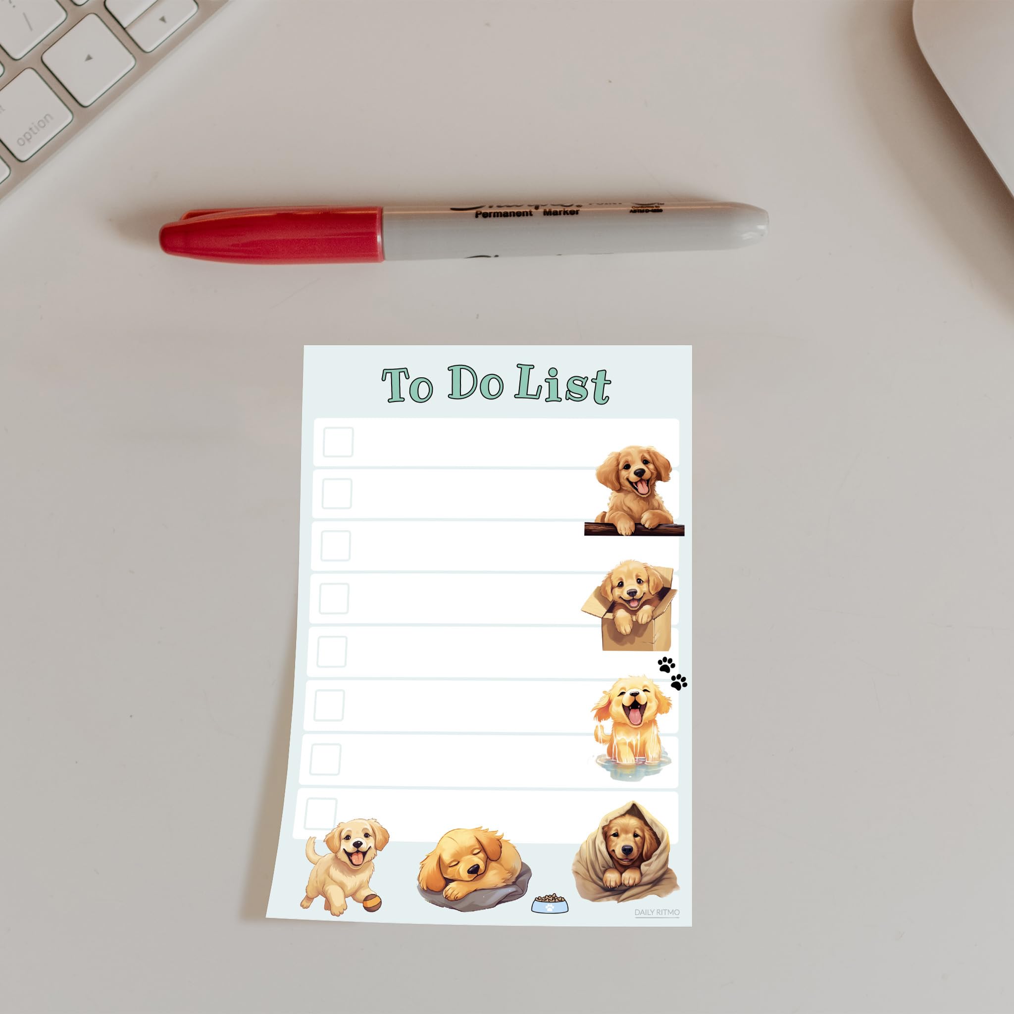 Golden Retriever Sticky Notepad to Do List | Kawaii Lover Gifts for Women | Office School Supply Dog Sticky Notes 4"x6" 50 pages