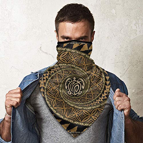 Hawaiian Tapa Honu Turtle Pattern Face Mask- Multifunctional Seamless Microfiber UV Protection Face Neck Shields Headwear for Men&Women Motorcycle Hiking Cycling Ski Snowboard