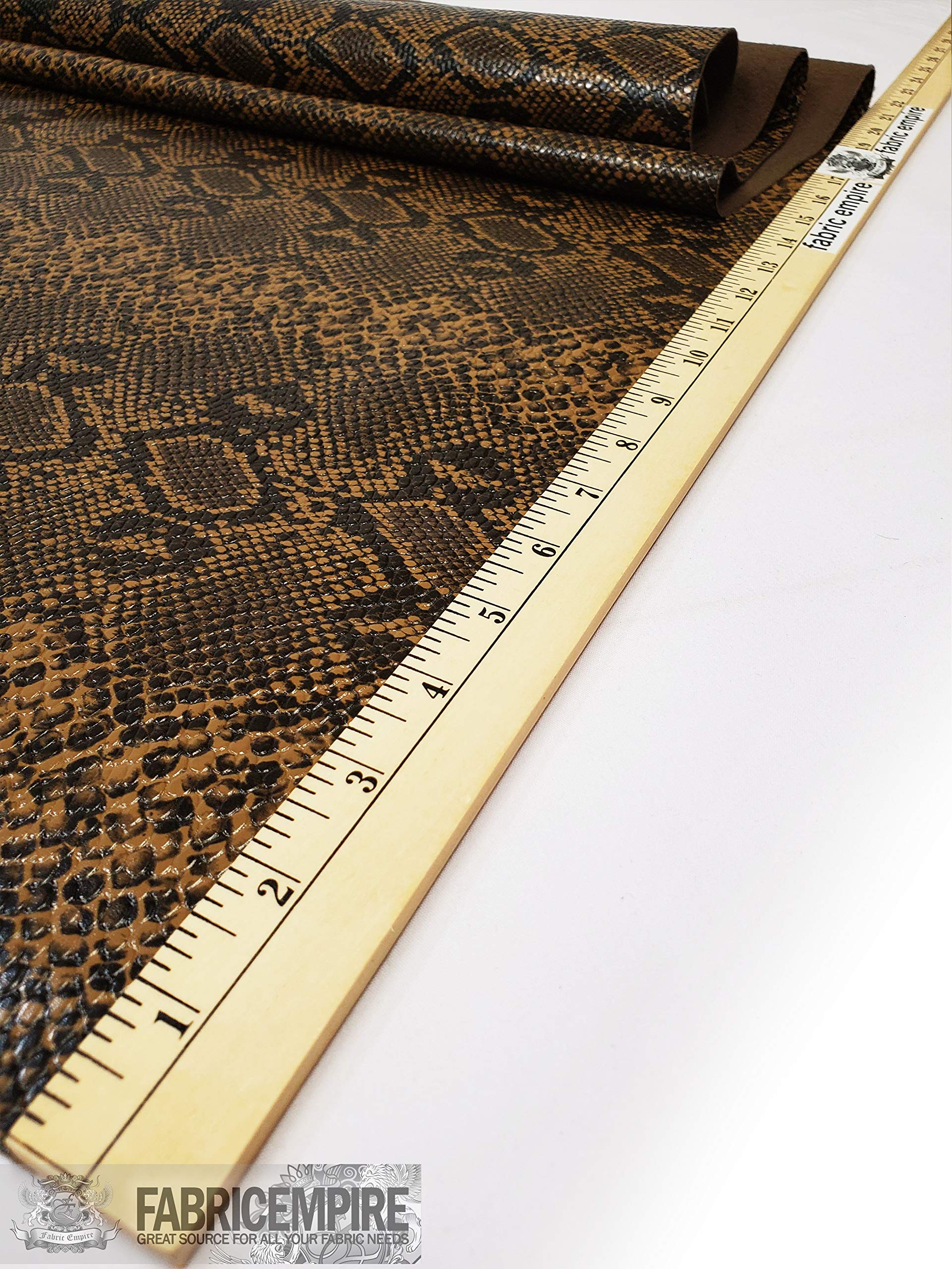 Vinyl Fabric Embossed Texture Rattlesnake Fake Leather Sold by The Yard (Sand Brown)