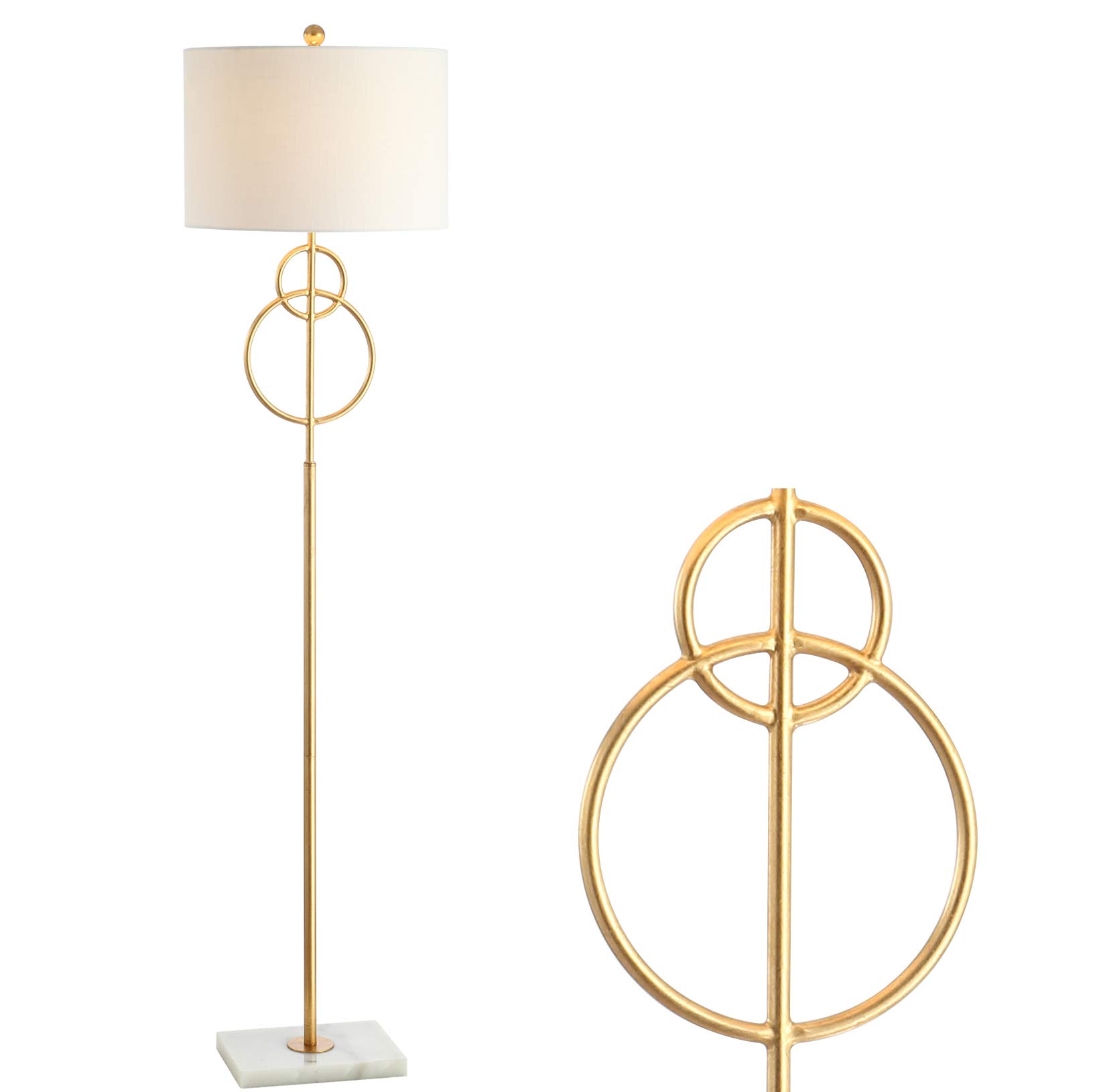 JONATHAN Y JYL1097A Haines 60" Modern Circle Marble/Metal LED Floor Lamp Classic,Glam,Transitional for Bedrooms, Living Room, Office, Reading, Gold