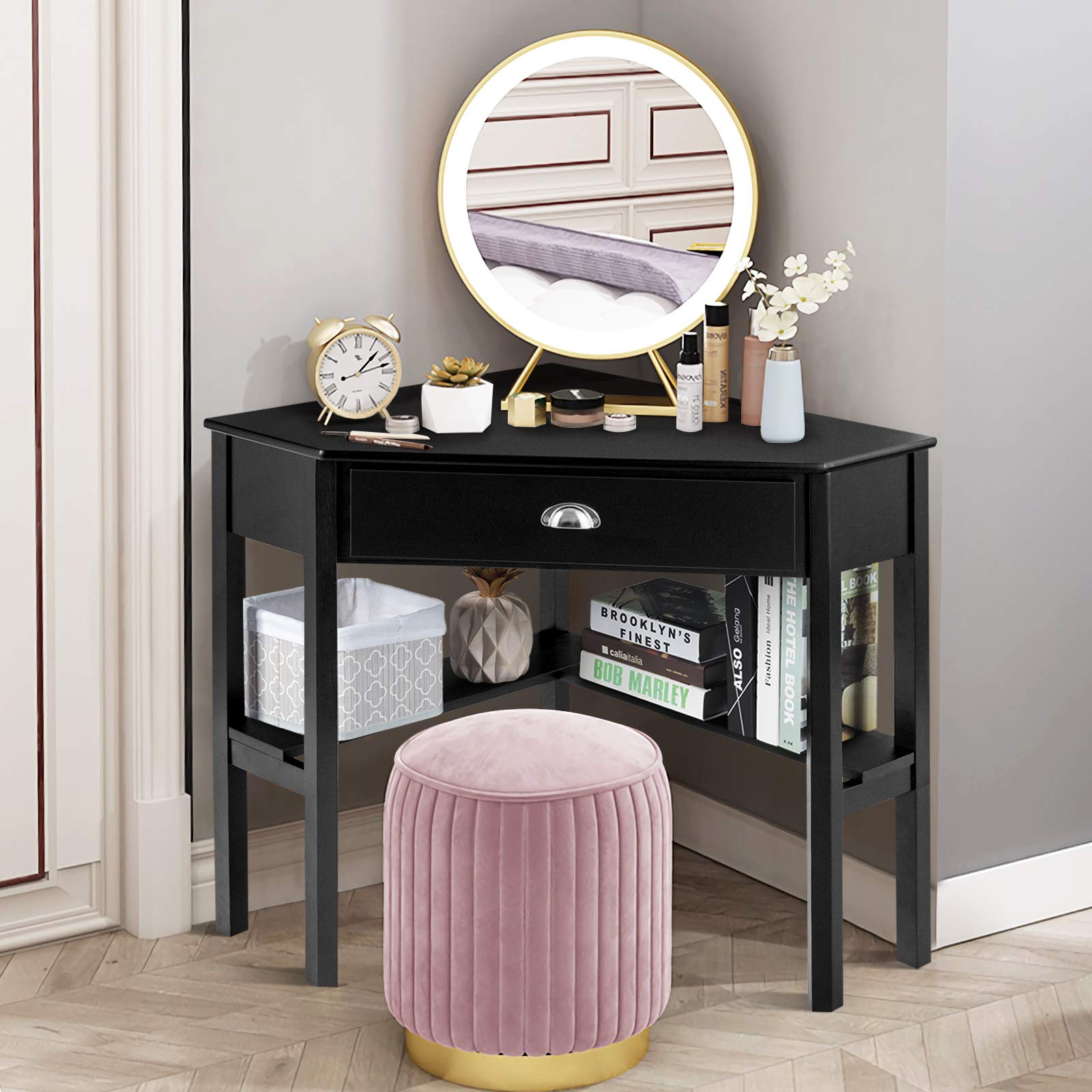 HOMGX Writing and Study Corner Computer Desk, Black