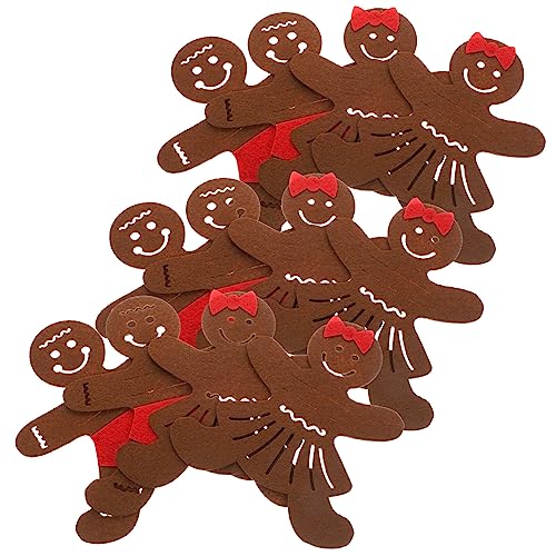 HOLIDYOYO 12Pcs Christmas Silverware Holders Fabric Gingerbread Man Shaped Cutlery Holder Pouch Bag Knife Fork Spoon Cover Tableware Holder for Christmas Party Table Decoration