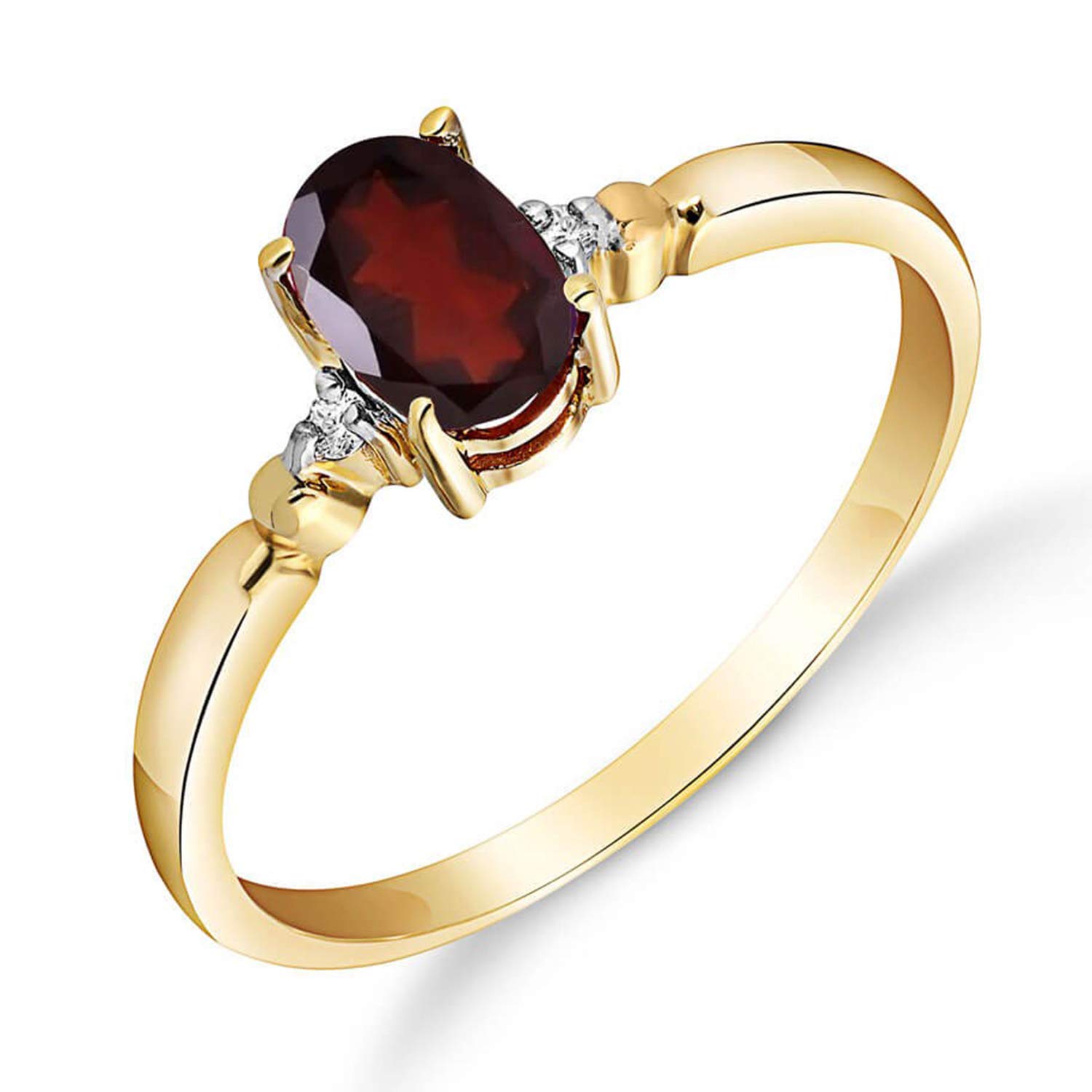 Galaxy Gold GG 14k Solid Gold Ring with Natural Diamonds and Oval-shaped Garnet - Size 11