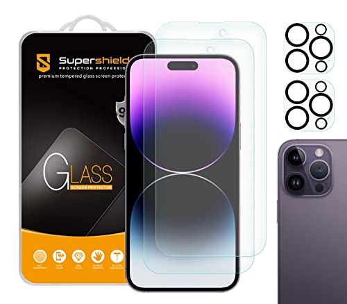 Supershieldz (2 Pack) Anti Glare (Matte) Tempered Glass Screen Protector Designed for iPhone 14 Pro Max (6.7 inch) + Camera Lens, Anti Fingerprint, Anti Scratch, Bubble Free