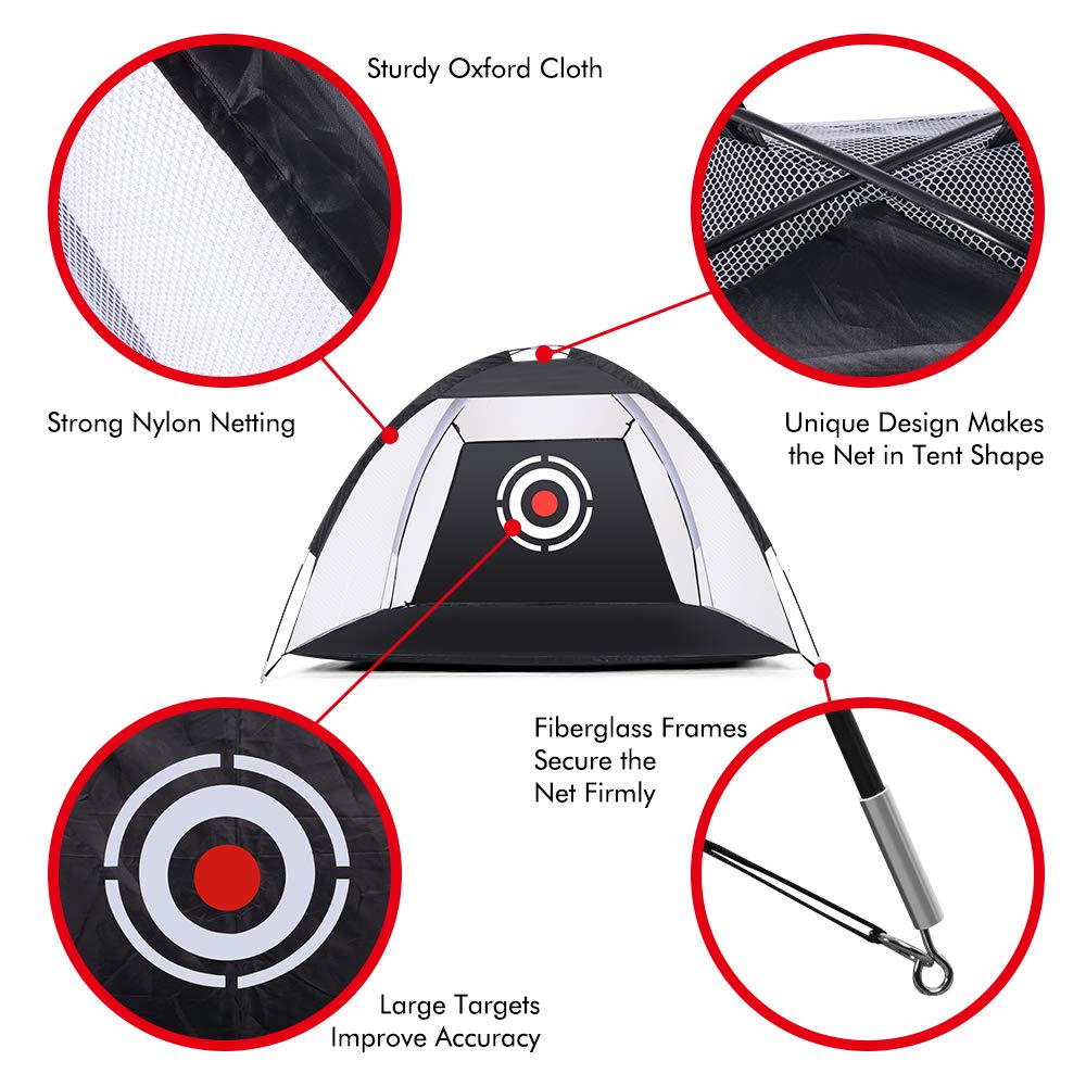 Golf Practice Net Golf Hitting Nets, Golf Training Net with Target Bundles for Backyard Swing Hitting Chipping, Grass Mat, Golf Tees, 6 Golf Balls and Carry Case Indoor Outdoor Use, 6.5X4.6X3.3ft