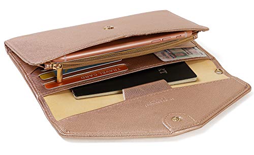 ZOPPEN Passport Holder for Women Travel Wallet Rfid Blocking Passport Cover Document Organizer Strap Ver.5, 07 Rose Gold
