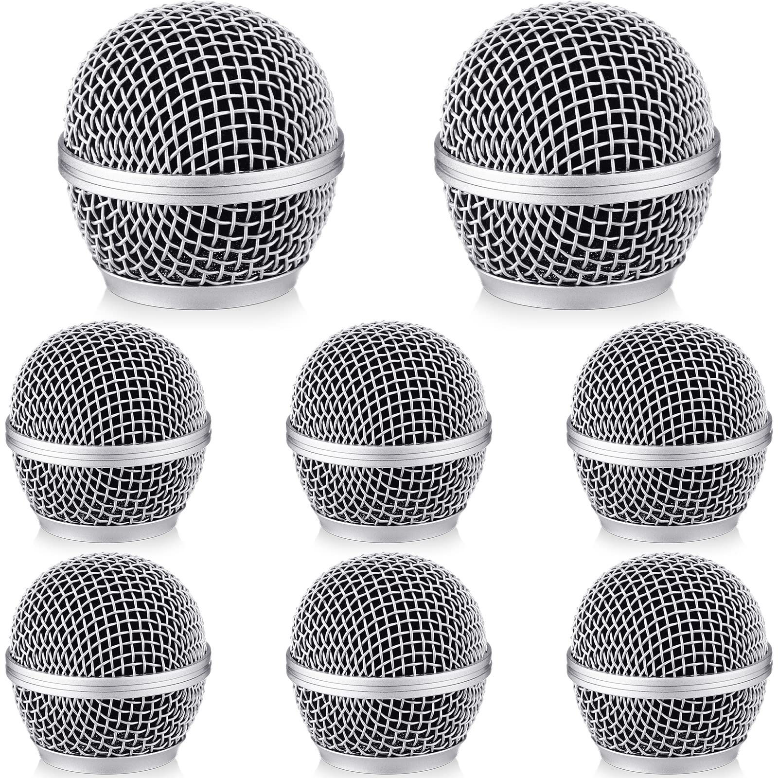 Konohan 8 PCS Microphone Head Replace Microphone Grille Mic Head Microphone Head Replacement Parts Head Mesh Grille Music Recording Equipment Compatible with SM58, SM58LC, SV100, RK143G