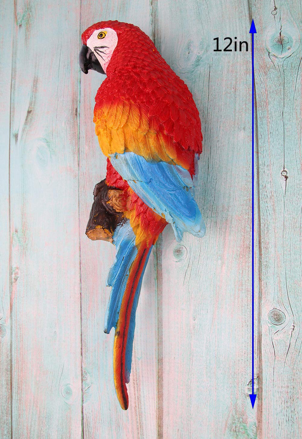 HOMERRY ropical Scarlet Macaws Wall Sculpture,Decorative Parrot Garden Statues and Figurines:
