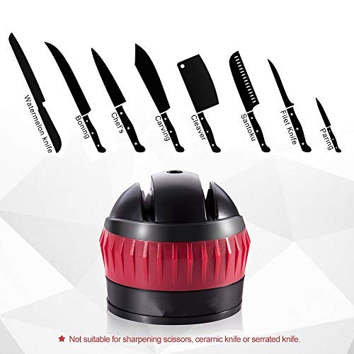 Imperial Global Ltd. Knife Sharpener β Upgraded 2 Stage Kitchen Knife Sharpener with Tungsten & Ceramic Blades with Suction Base β Knives Sharpening Tool for Home & Professional Use (Black & Red)