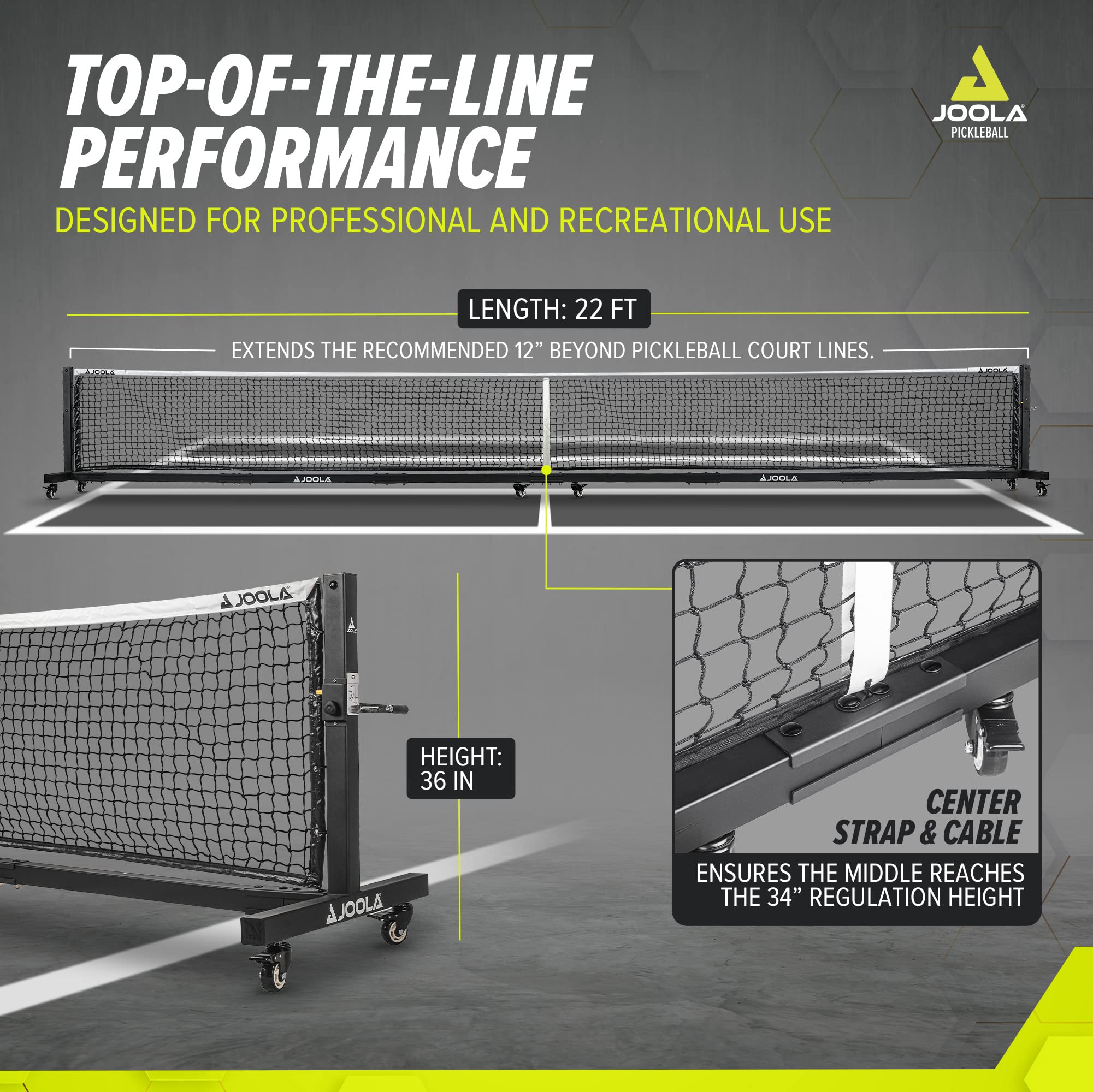 JOOLA Pro Pickleball Net β Portable Outdoor Pickleball Net System β Heavy Duty, Tournament Grade Net for Outside & Indoor Pickleball Courts β Regulation Height & Length β Wheels for Easy Mobility
