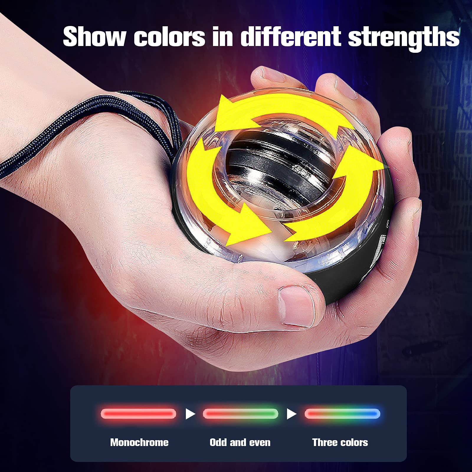 JIN BD Wrist Trainer/Strengthener Gyro Ball Auto-Start Gyroscopic Forearm Exerciser for Strengthen Arms, Fingers, Wrist Bones and Muscles (Black Without Light)