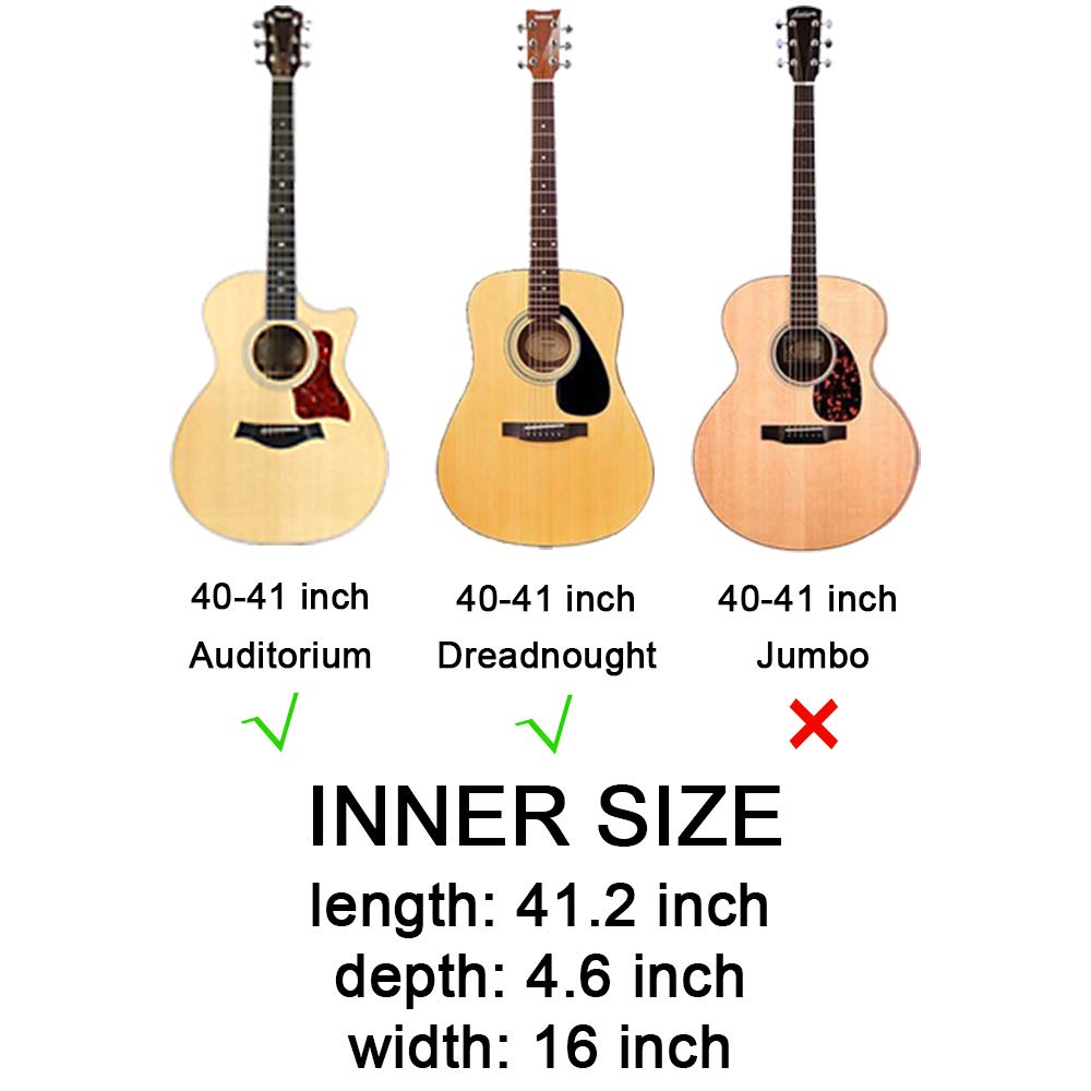 GLEAM Guitar Bag - Improved 0.5 inch Sponge Padding Guitar Case Gig Bag Fit 41 Inch Acoustic Guitar Waterproof