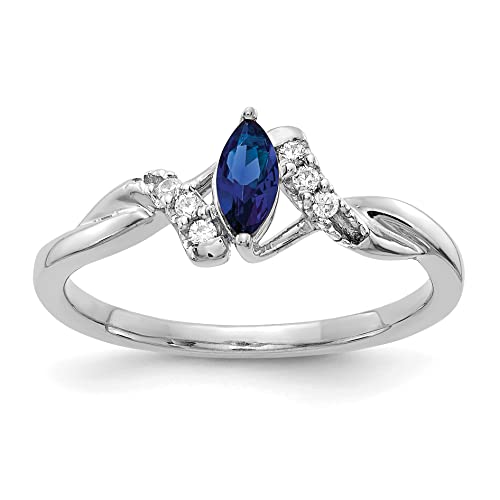 IceCarats 14K White Gold Diamond Marquise Blue Sapphire September Birthstone Ring Gemstone Band Size 7