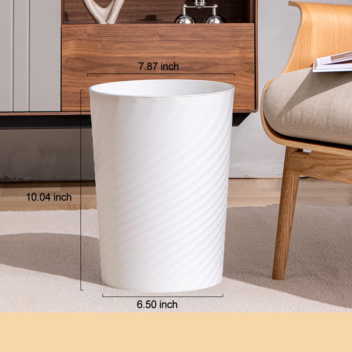 HOLTPHILI Small Trash Can 1.8 Gallon Wastebasket Recycling Bin for Bathroom Bedroom Office Kitchen (White, 2 Pack)