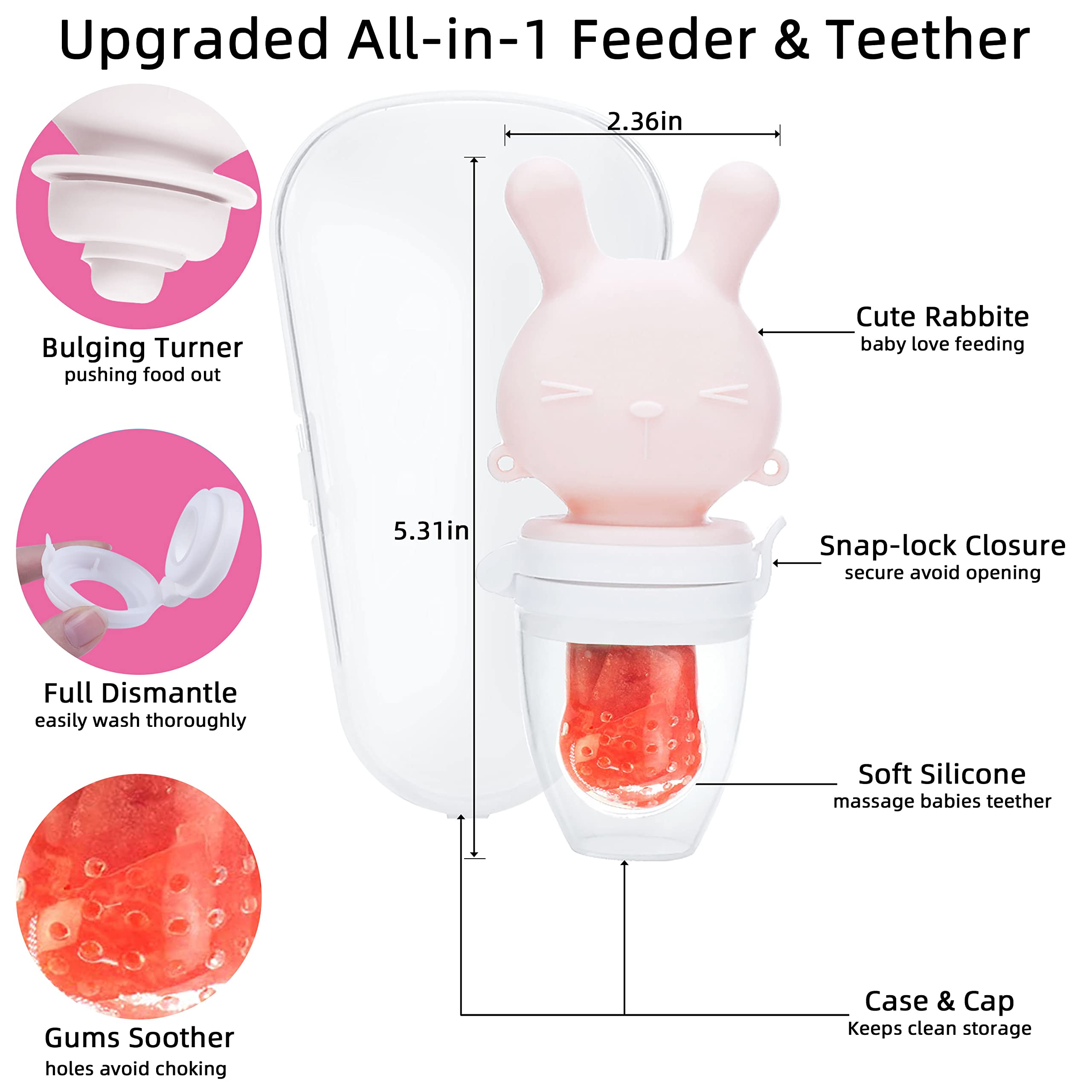 WYSLP Baby Silicone Fruit Food Mesh Feeder Pacifier-Teething Toys for Babies 0-3-4-6-12-18 Months,Self-Feeding Soft Teether Utensils,Infant Toddler Kids Girls Boys,Pink