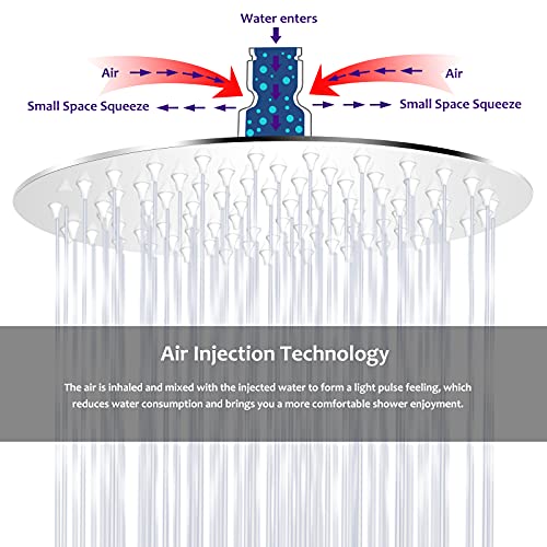 Welan Rain Shower Head Round 12 Inch Shower Heads High Pressure Angle Adjustable,304 Stainless Steel Waterfall Shower Heads Rainfall, Ultra-thin Pressure Boosting Large Showerheads