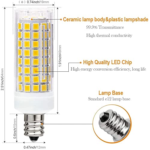 Hhong E11led Bulb Chandelier Light Bulbs Candelabra led Light Bulbs 8W 850 lumens Equal 75w 100w of a Halogen lamp Color Temperature 6000K(4pcs), E11 Sunlight White 4pcs, 4 Count (Pack of 1)