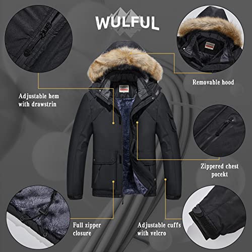 WULFUL Men's Waterproof Ski Jacket Warm Winter Snow Coat Mountain Windbreaker Hooded Raincoat