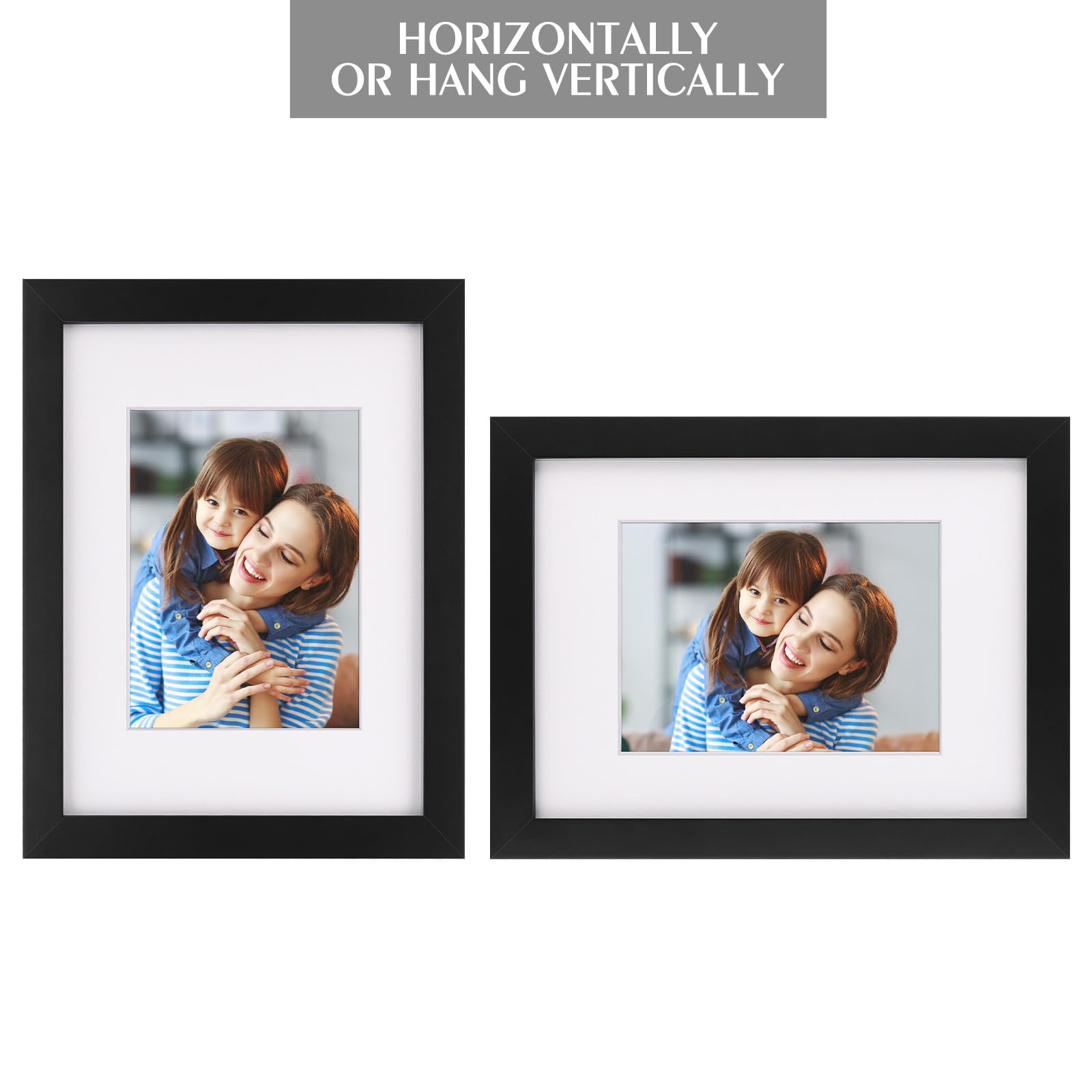 Golden State Art Picture Frame, 9x12 inches, Black, Acrylic Glass, Solid Wood, Mat for 6x8 Photos, Wall Display