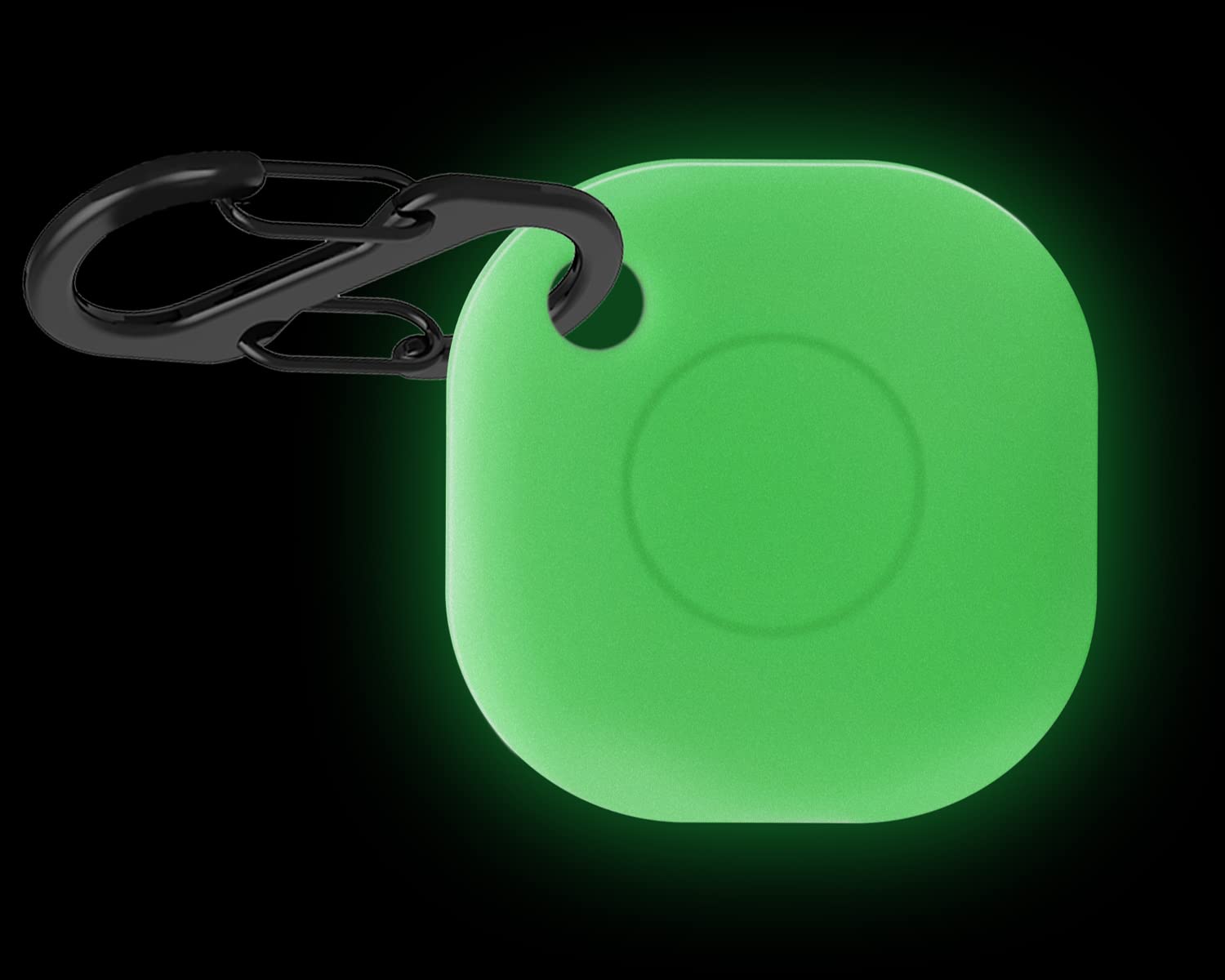 Geiomoo Silicone Case Compatible with Galaxy SmartTag, Protective Cover with Carabiner (Luminous Green)