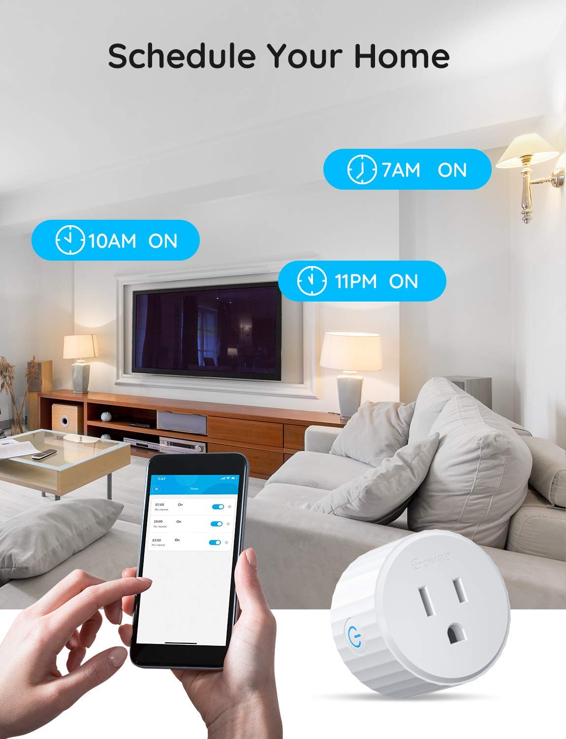 Govee Smart Plug, WiFi Outlet Compatible with Alexa and Google Assistant, Mini Smart Home Plugs with Timer Fuction & Group Controller, No Hub Required, ETL & FCC Certified, 2.4G WiFi Only (1 Pack)