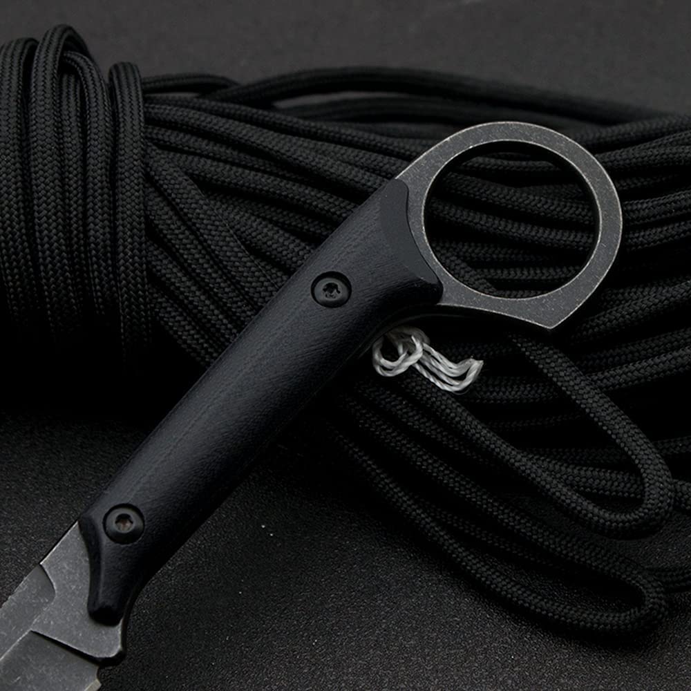 Gtkii GTK140 Fixed Blade Knife, D2 Steel Blade G10 Handle EDC Tool Knife for Outdoor Camping Hiking Hunting(Black)