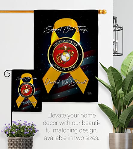 Support Marine Corps Garden Flag Home Decor Armed Forces USMC Gift Semper Fi United State American Military Veteran Retire Official Small Banner Yard House Decoration Remembrance Memorabilia Made In USA