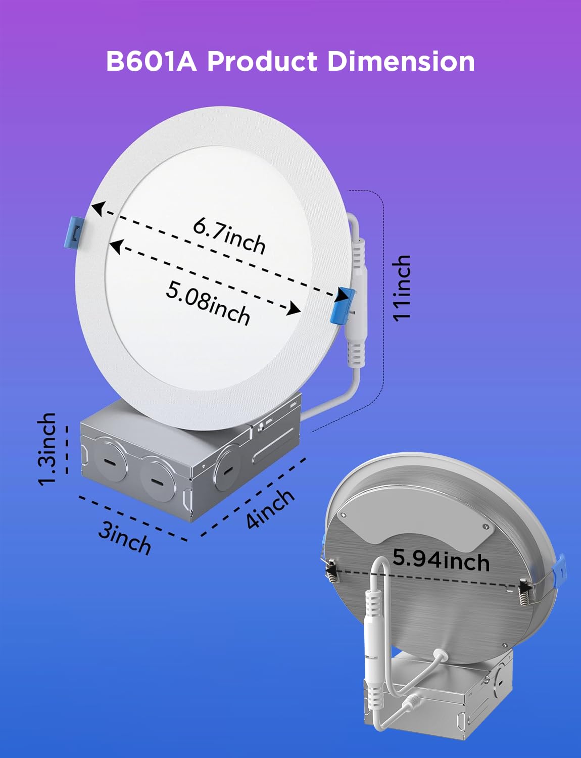 Govee Smart Recessed Lighting 6 Inch, Wi-Fi Bluetooth Direct Connect RGBWW LED Downlight, 65 Scene Mode, Work with Alexa & Google Assistant with Junction Box, 1100 Lumen, 4 Pack
