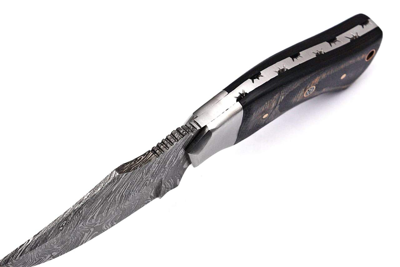 Grace Knives Handmade Damascus Steel Hunting Knife Fixed Blade Camping Knife 8.5 Inches with Leather Sheath G-2014