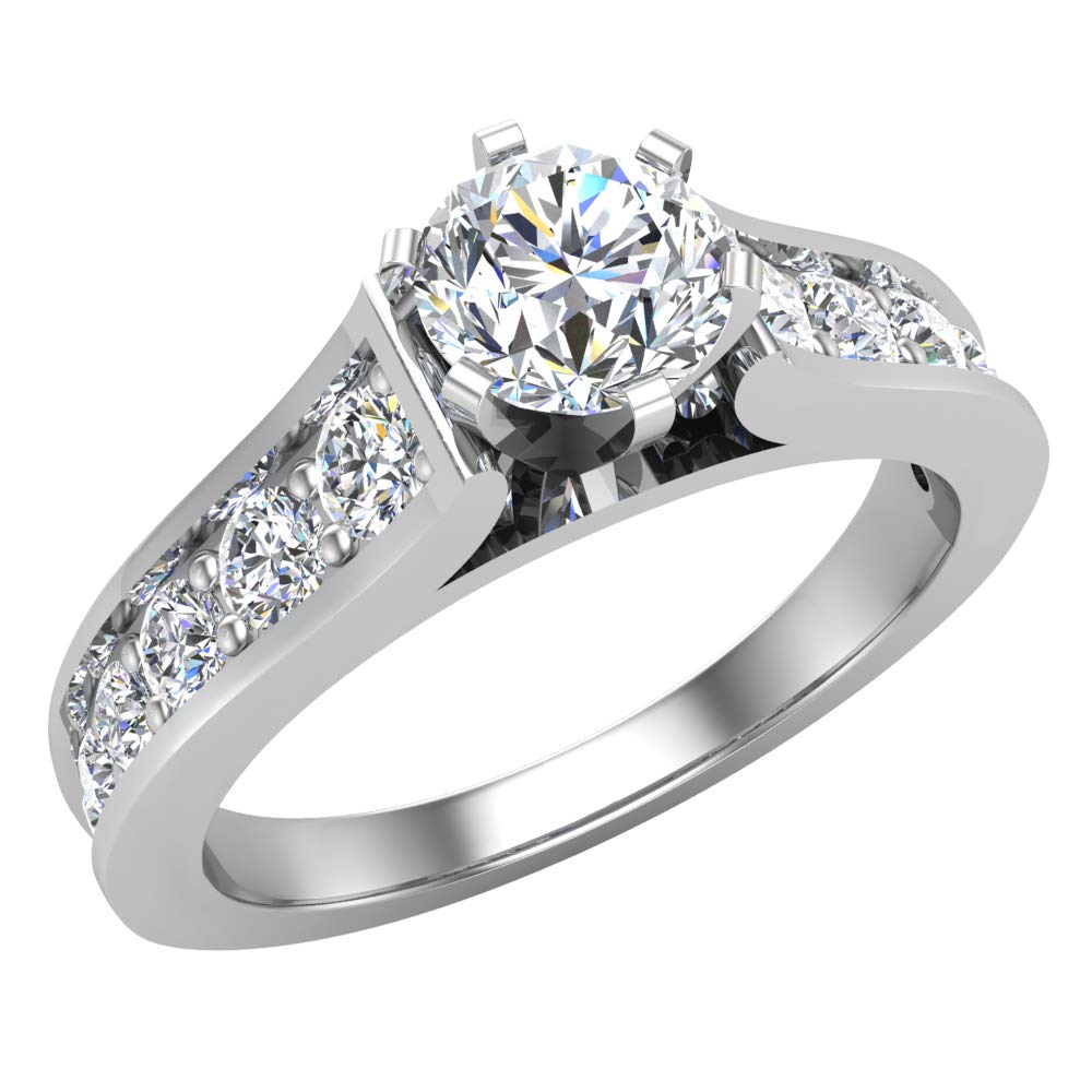 Glitz Design 18K White Gold Engagement Rings for women 1.00 carat t.w. diamond ring Gift Box Authenticity cards Riviera Shank (G, SI) (RS 9)