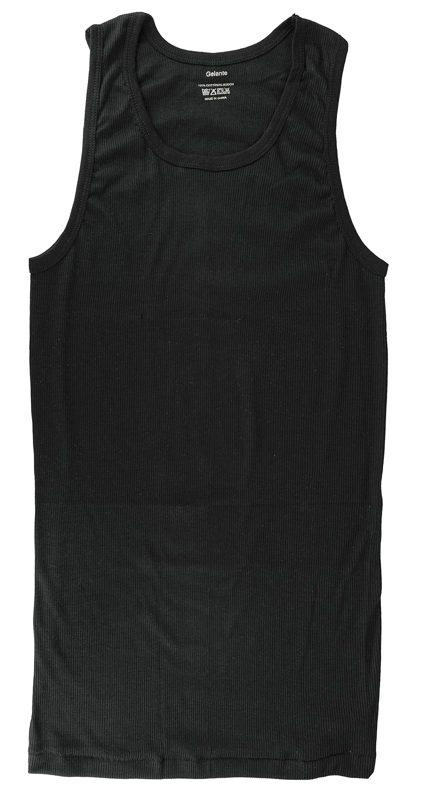 Gelante 6 Packs 100% Cotton Athletic Men's Basic Tank Top 7001-BK-XXXL Black