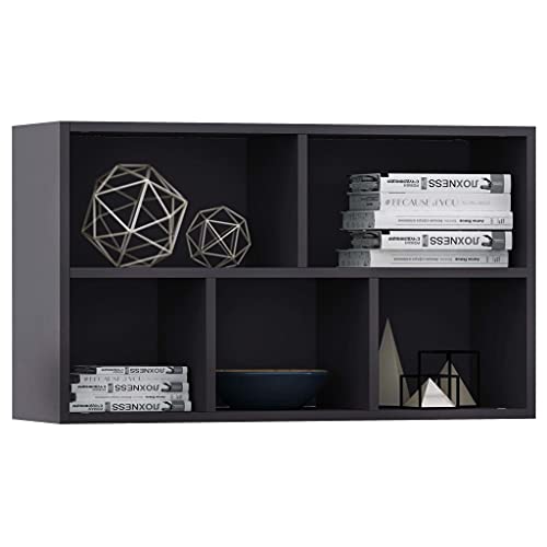 WIFESE Bookshelf Book Cabinet 19.7"x9.8"x31.5" Cubby Storage Organizer Record Player Stand Bookcase with Doors Bookshelf with Cabinet Storage Shelf for Living Room Small Cabinet Gray