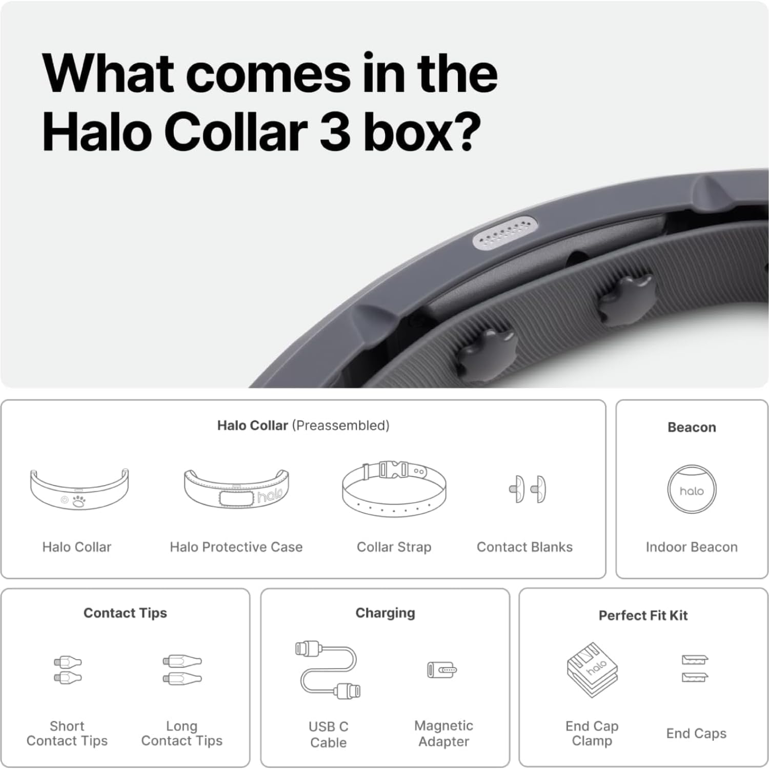 Halo Collar 3 - GPS Dog Fence - Multifunction Wireless Dog Fence & Training Collar with Real-Time Tracking & GPS - Waterproof, Instantly Create and Store Wireless Fences (Medium/Large, Ivory)