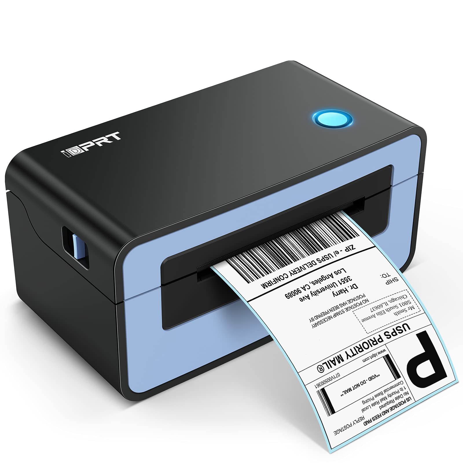iDPRT Shipping Label Printer - SP410 Thermal Label Printer, Label Printer for Shipping Packages, 150mm/s High-Speed Label Maker for Windows & MAC, Compatible with Shopify, USPS, Amazon & Ebay, Blue