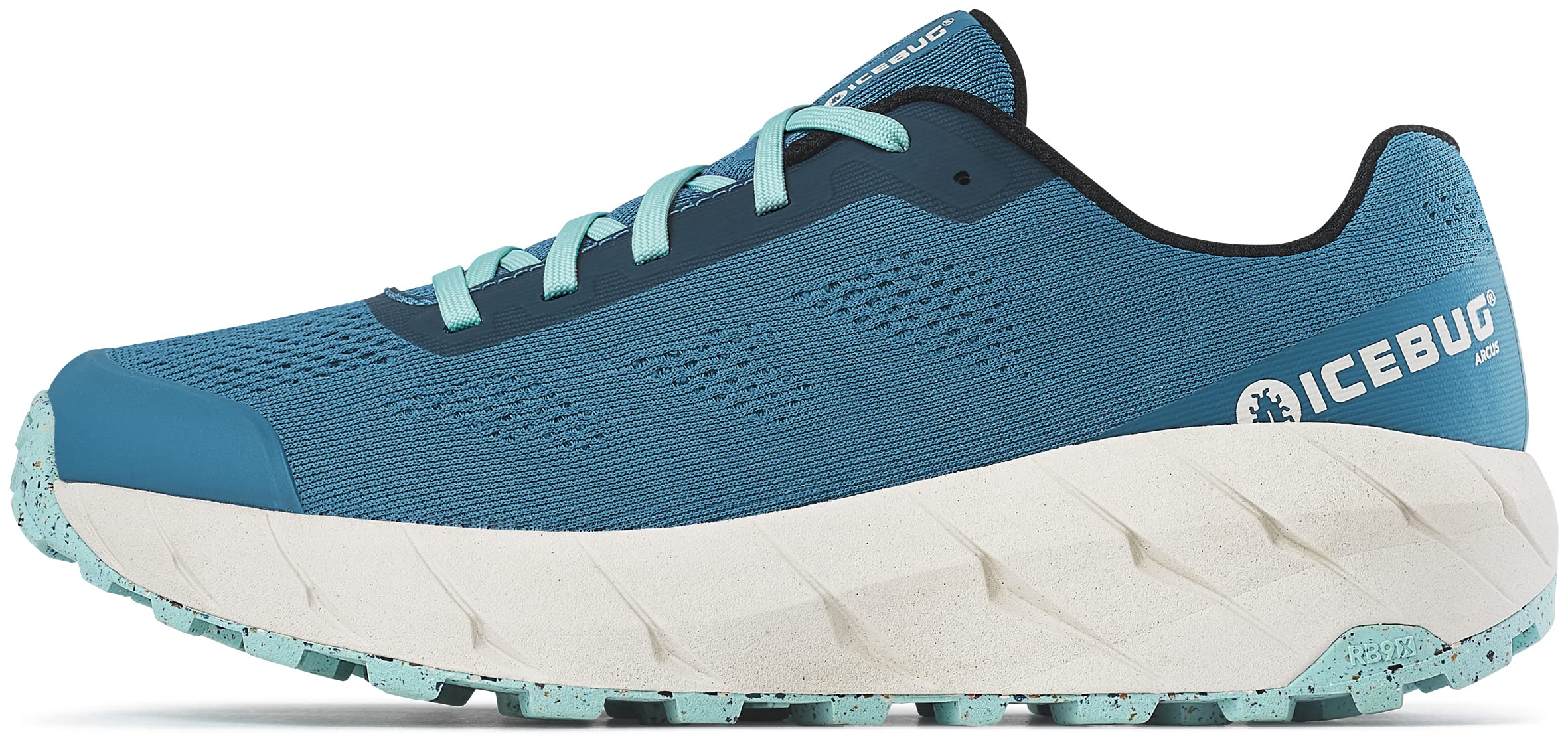 Icebug Womens Arcus RB9X Road Running Shoe with Traction Sole, Aqua/Aruba, L07.5