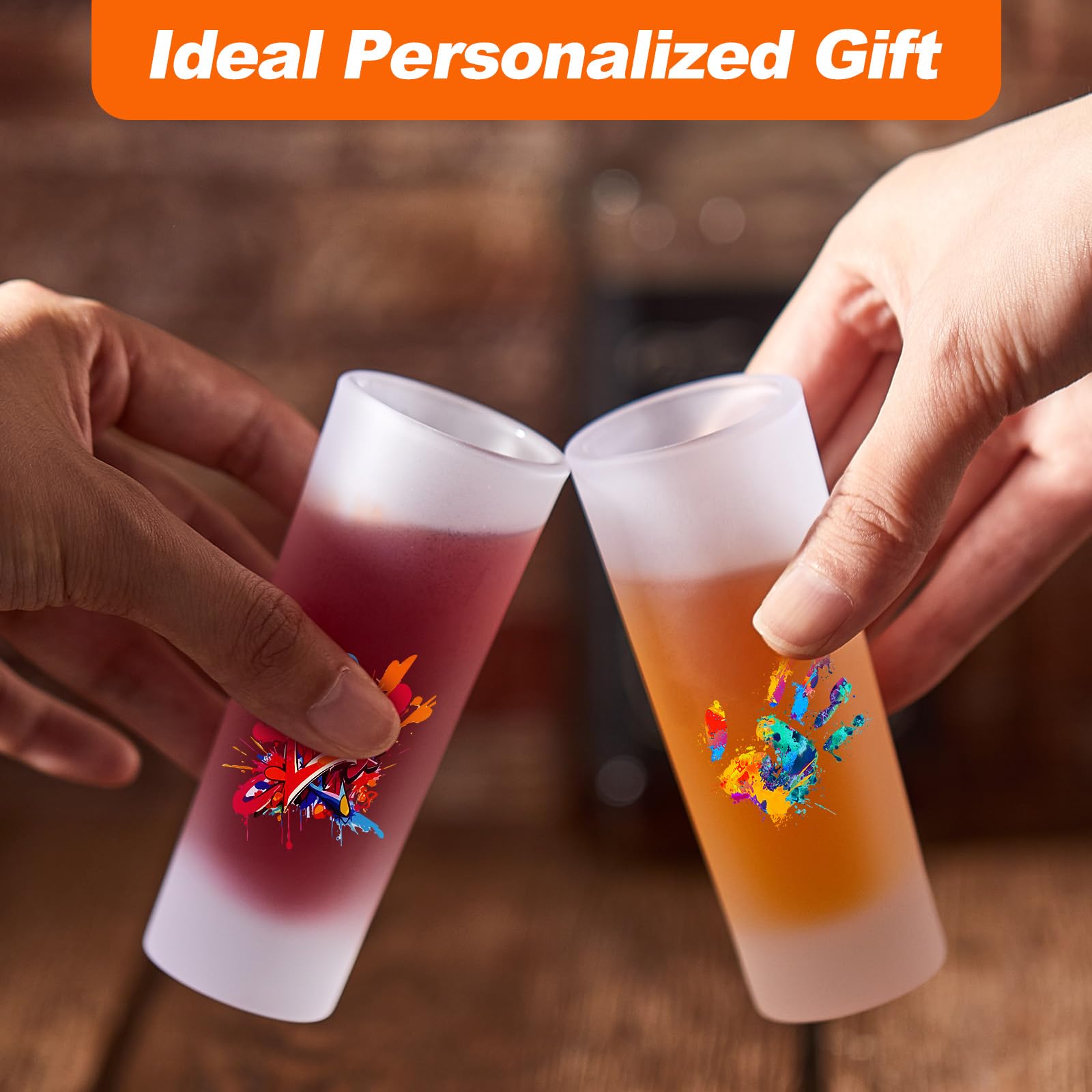 Hsei 12 Pcs Sublimation Frosted Shot Glasses 3 oz Personalized Sublimation Glass Cups with Heavy Base Sublimation Wine Tumbler for Wine Beer Vodka Whiskey Espresso
