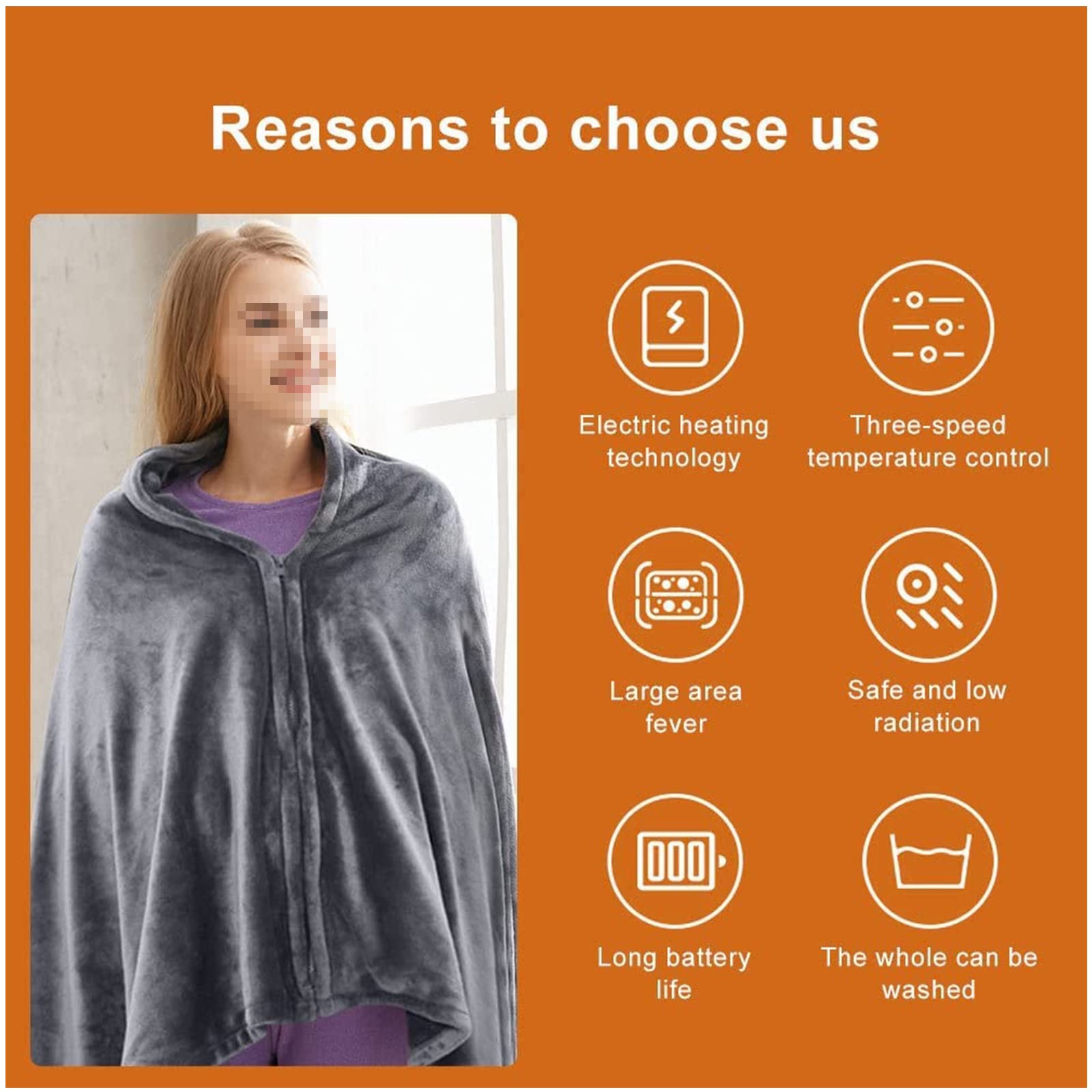 Heated Cape Blanket, Large Area Fever,Power Saving Electric Throw, Warm Your Shoulders, Abdomen, Knees Electric Lap Blanket Throw