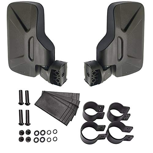 SPAUTO UTV Side Mirrors For 1.6" - 2" Roll Cage Bar, UTV Mirrors Compatible with Kawasaki Mule Yamaha Rhino YZX Pioneer Polaris Shatter-Proof Tempered Glass(Fits Driver and Passenger Side)