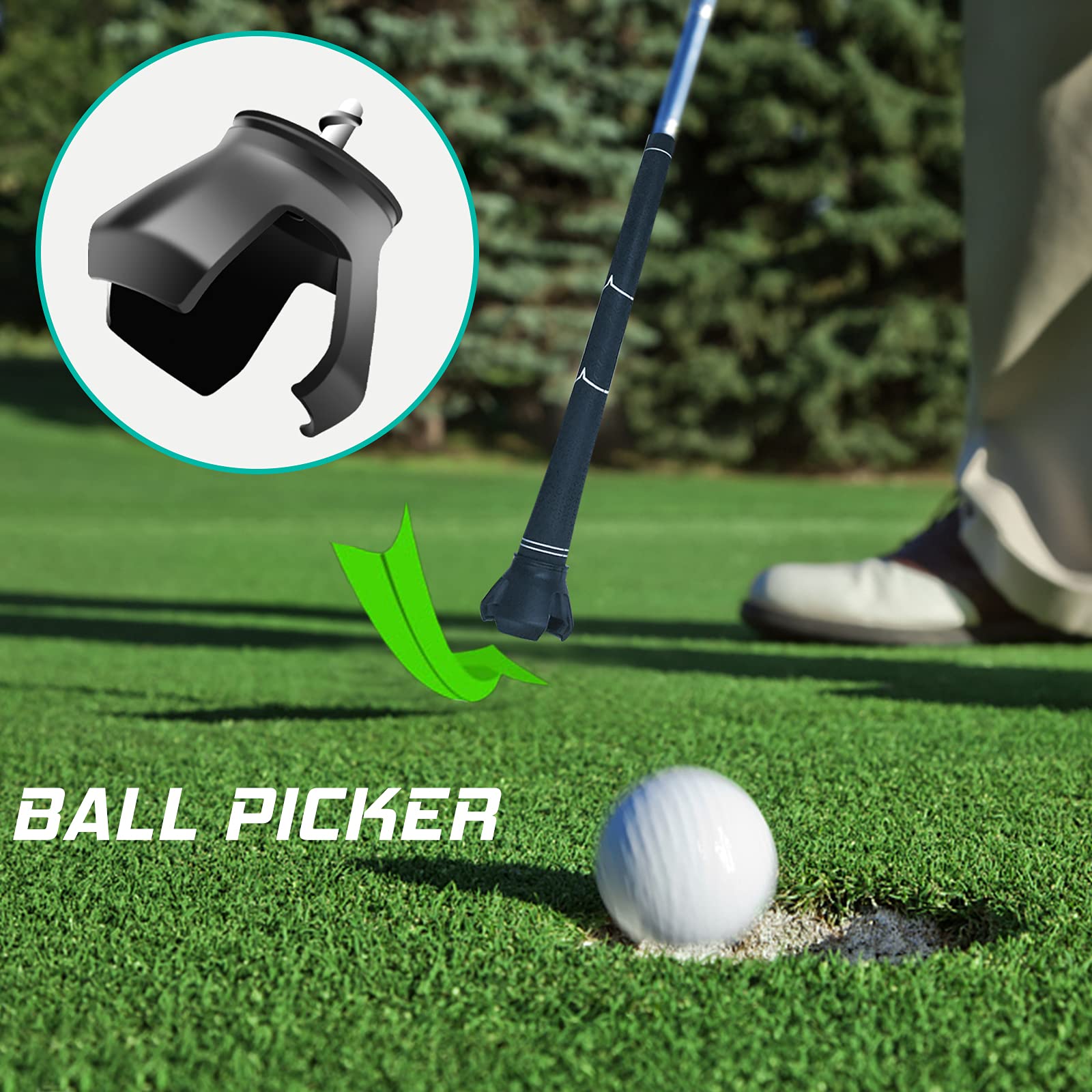 Golf Ball Retriever, Golf Ball Retriever Telescopic for Water with Spring Release-Ready Head, Ball Retriever Tool Golf with Grabber Tool, Golf Accessories Golf Gift for Men (1.3, 9ft)