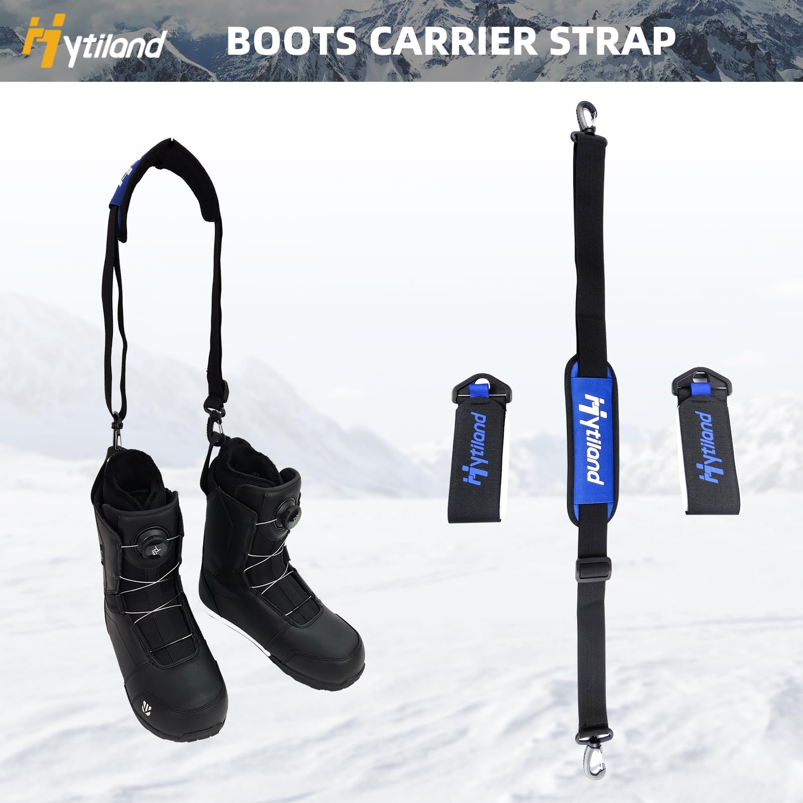 Hytiland Ski Carrier Strap,Pole,Ski and Snowboard Boots Carry Sling Strap,Adjustable Ski Shoulder Strap,Downhill Skiing Gear Ski Accessories for Men and Women Black