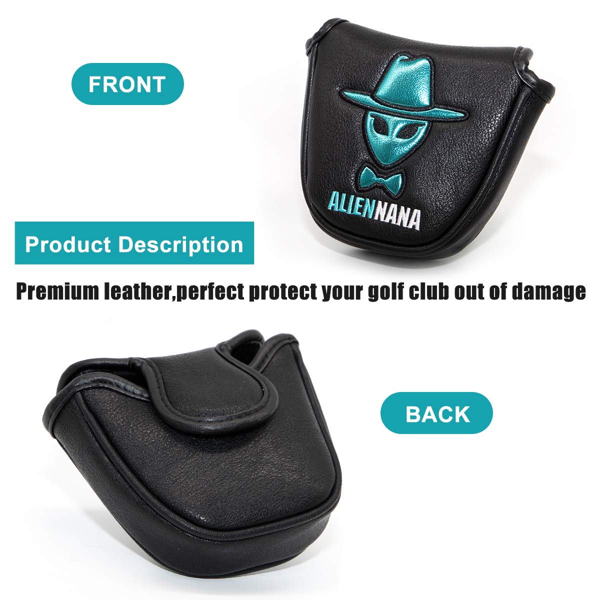 Golf Club Headcover Set Golf Driver Cover Fairway Cover Hybird Covers Iron Headcover Blade Putter Covers, Synthetic Leather Headcover