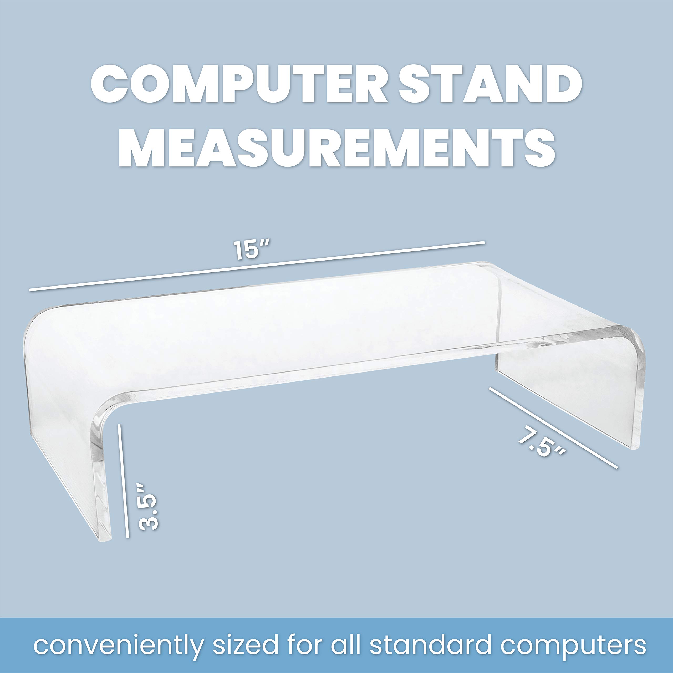 Homeries Acrylic Monitor Stand (3.7 Inches High) | Universal Computer Riser for Home, Office, Business, Desk, Gamers | Multi Media Platform Lift for Laptop, Printer, TV Screen, PC |Extra Storage Space