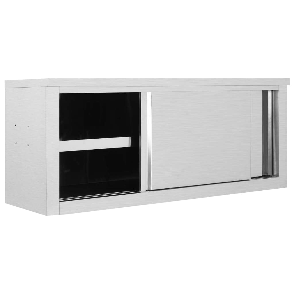 GOLINPEILO Stainless Steel Kitchen Wall Cabinet Storage with 2 Sliding Doors, Wall Cupboard Wall-Mounted Storage Cabinet Organizer for Kitchen Living Room 35.4" x 15.7" x 19.7"
