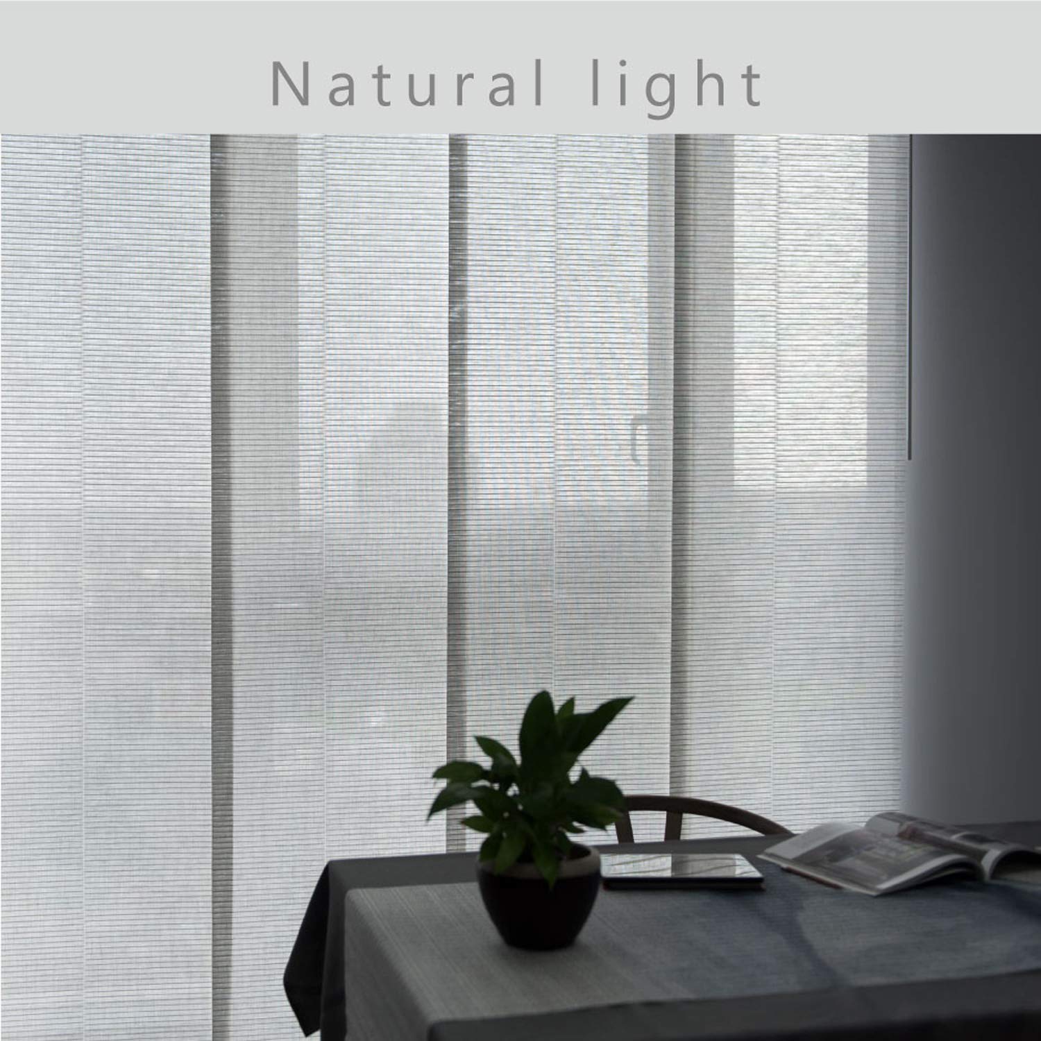 GoDear Design Adjustable Sliding Door Blinds 45.8"- 86" W x 96" H, Extendable Vertical Blinds for Patio Doors, Panel Track Blinds for Windows, Trimmable Fabric Glass Door Shades, Semi-Privacy, Zipper