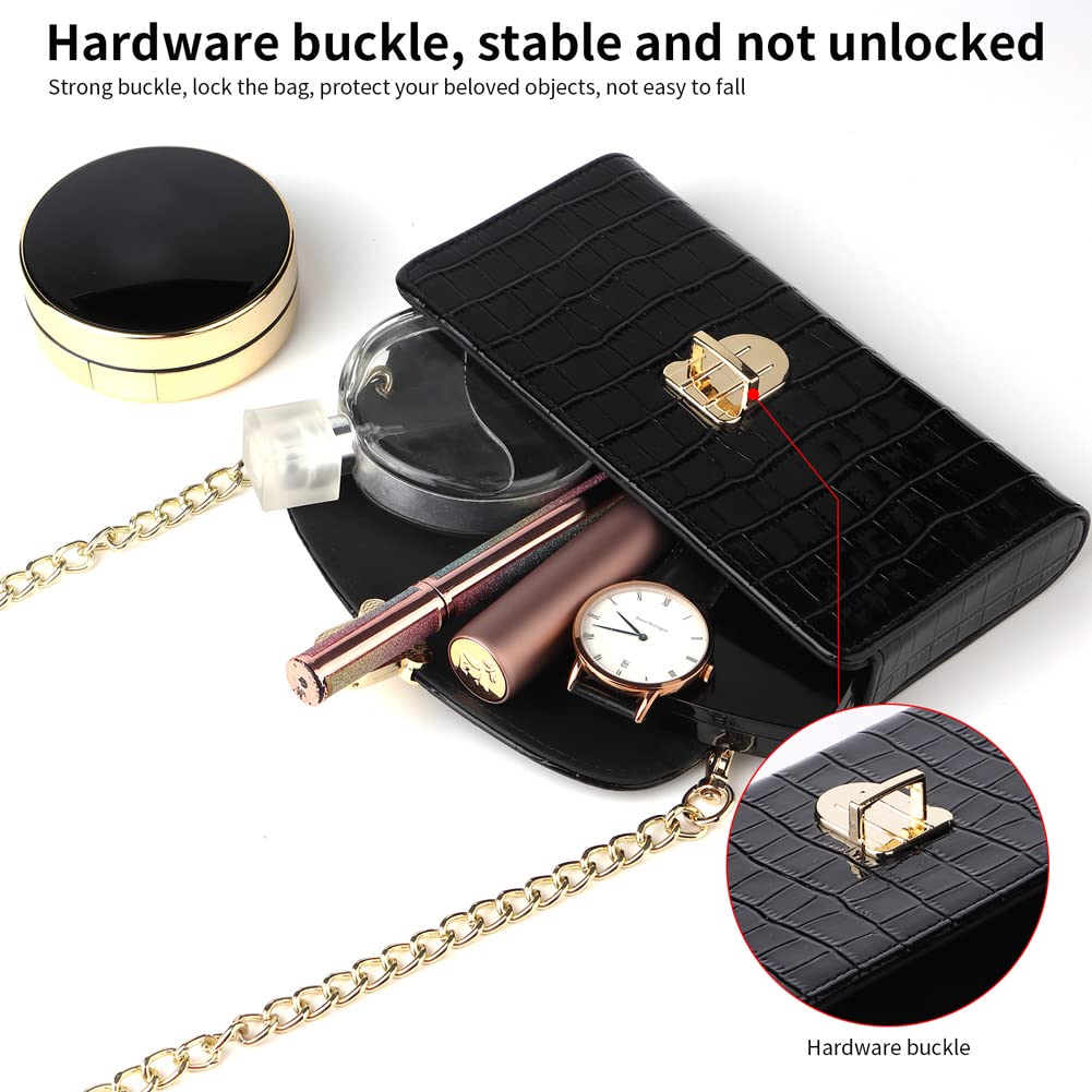 Mini Alligator chain crossbody bag, Mobile Phone Bag,Shoulder Bag, Coin Purse,Small (Black)