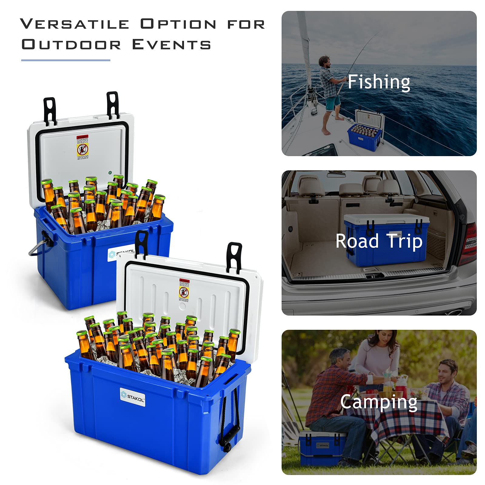 Goplus Camping Cooler, 26/58/79 Quart 4-Day Ice Retention, Portable Rotomolded Cooler, Large Hard Cooler Heavy Duty Ice Chest Ideal for Camping, BBQs, Tailgating & Outdoor Activities (26 Quart)