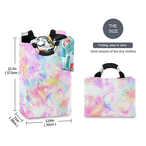 susiyo Kaleidoscope Tie Dye Print Laundry Basket Collapsible Laundry Hamper Foldable Dirty Clothes Bag Large Storage Basket with Handles for Kid Room Toy Bin Bathroom Clothing Organizer