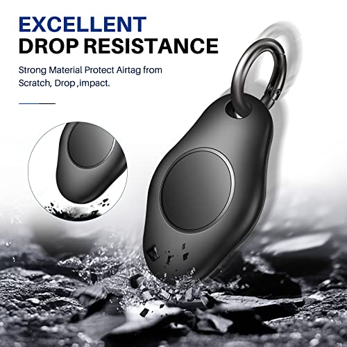 Waterproof Airtag Holder Keychain Case,HonShoop Screw Full Cover Protective Air Tag Compatible for Apple AirTag Key Ring (Black 1 Pack)