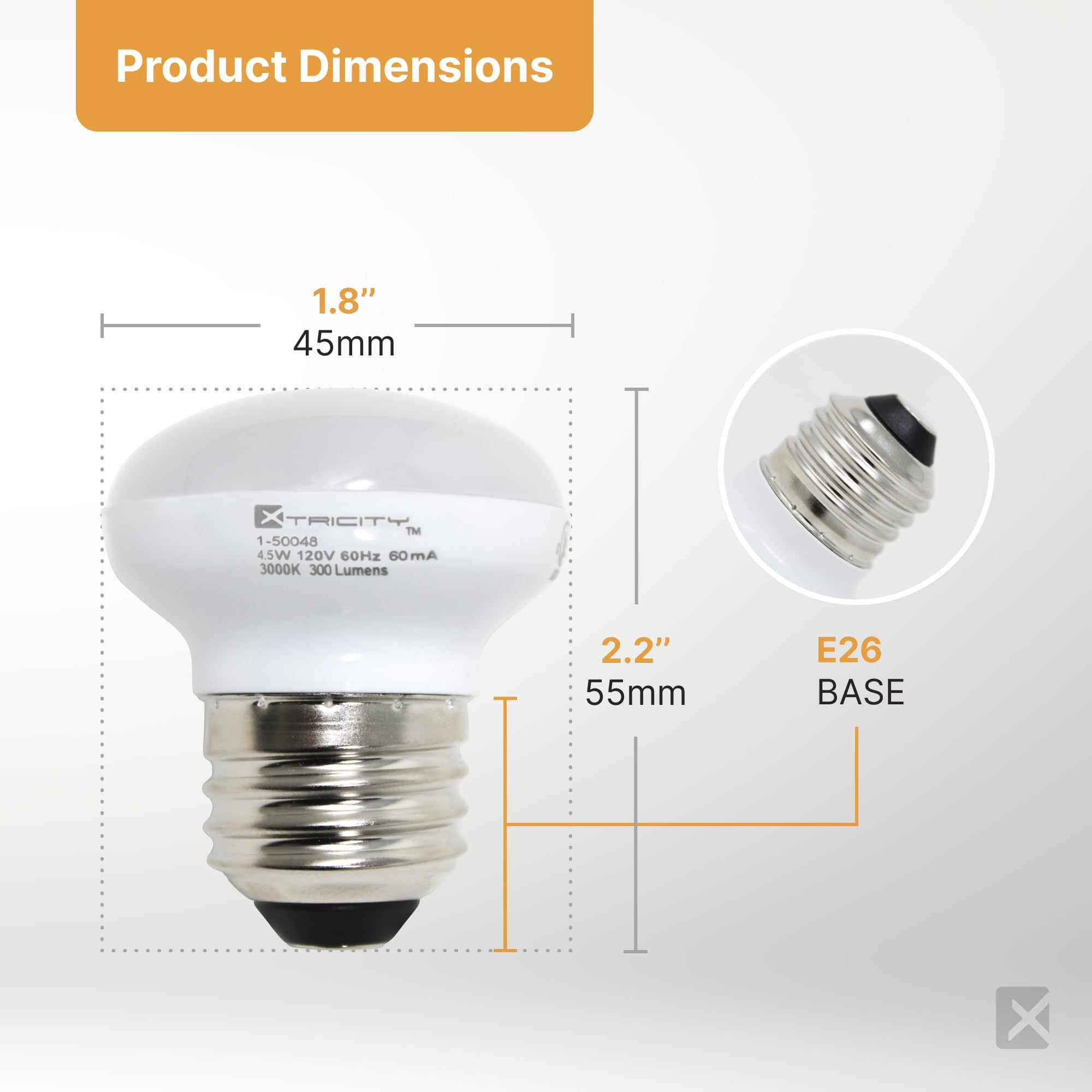 Xtricity R14 Dimmable LED Light Bulbs, E26 Base, 4.5W (40 Watt Equivalent), 3000k Soft White, 300 Lumens β Curio Cabinet Lighting, China Cabinet Lights - Mini Light Bulbs, RoHS Compliant (2 Pack)