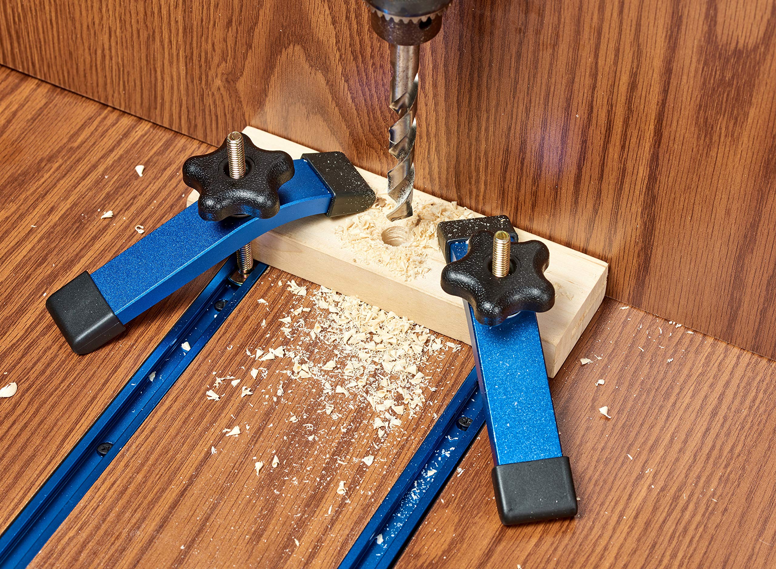 HOTTARGET Aluminum 48 Inch T-Track with Wood Screws–Double Cut Profile Universal with Predrilled Mounting Holes -Woodworking and Clamps–Frosted Surface Anodized - 2 PK (Blue)